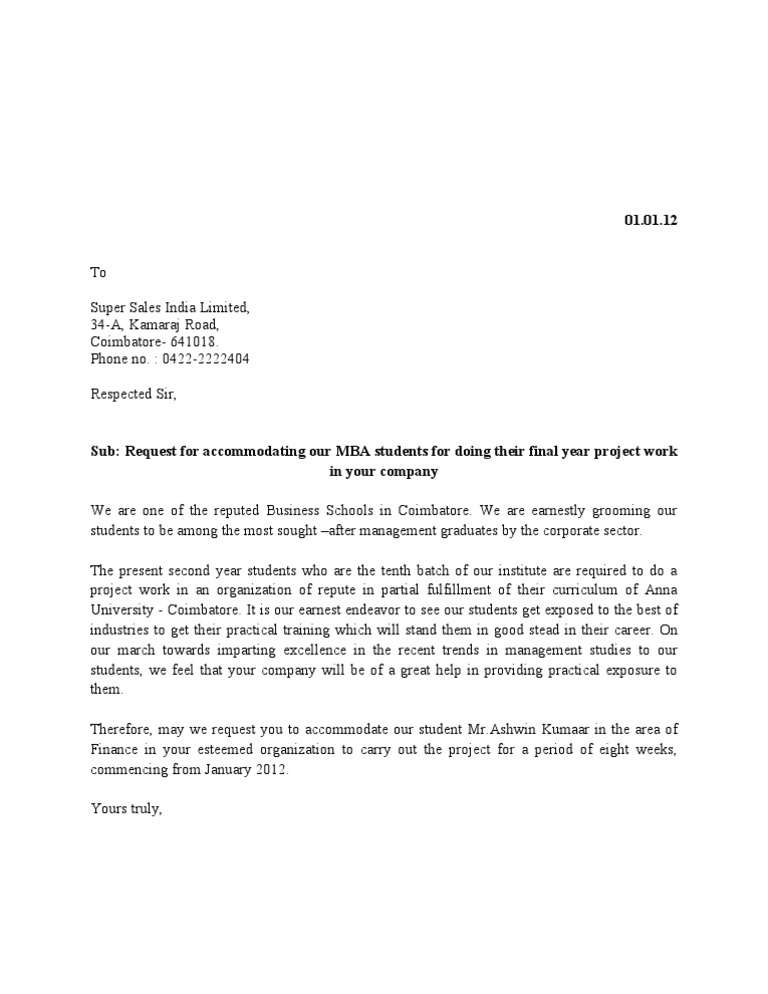 Project Request Letter | Business