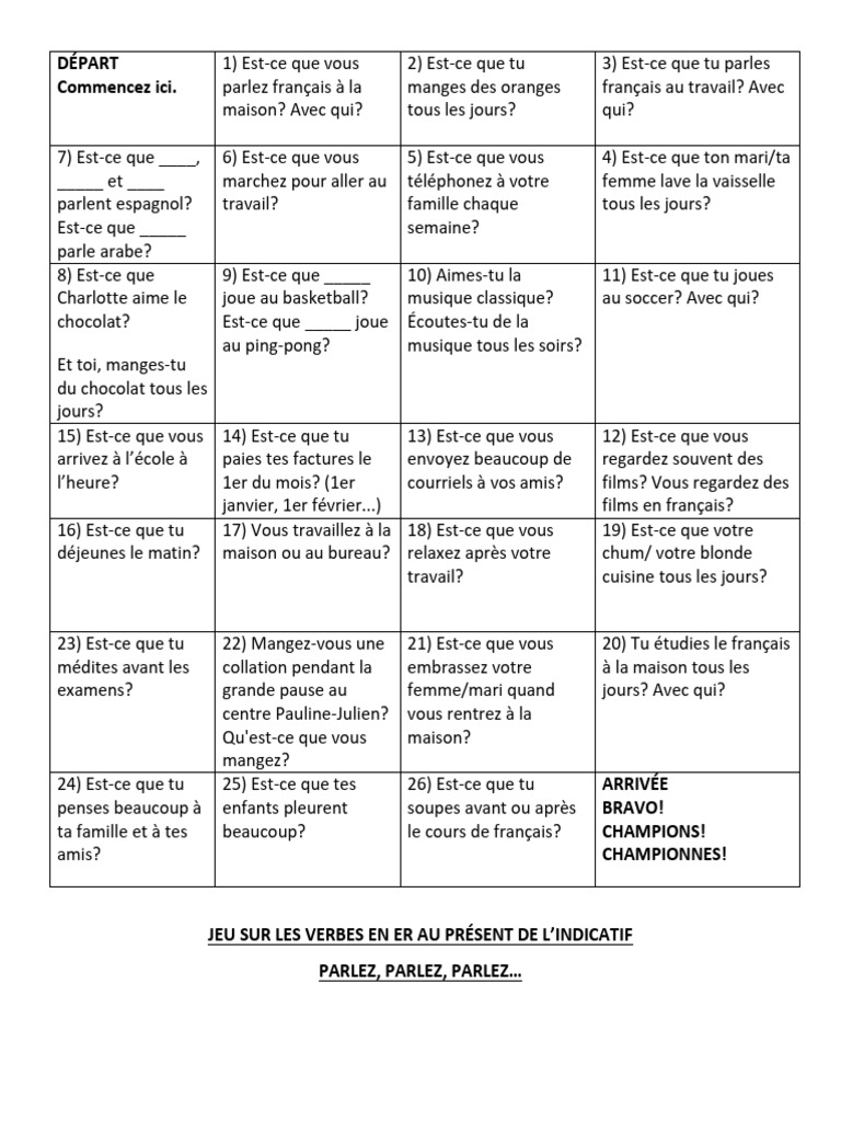 3D-JEU - Les Verbes en Er Au Présent de L'indicatif | PDF