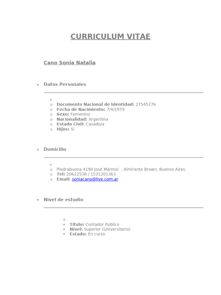CURRICULUM VIATE (2) Sonia | PDF