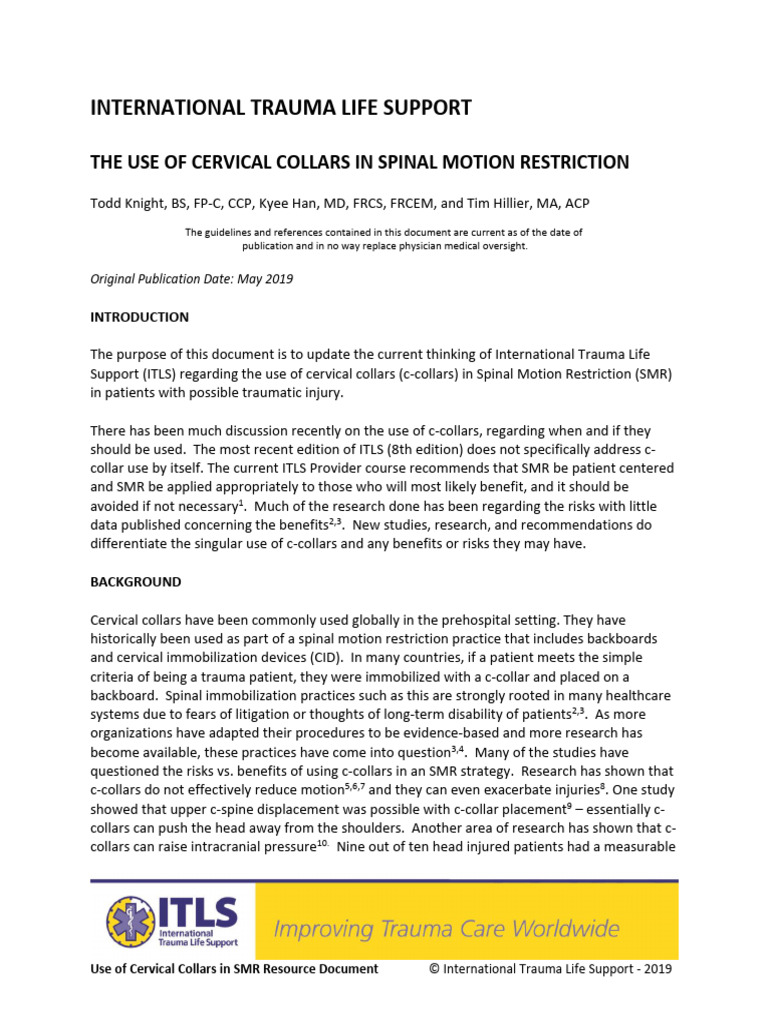 Position Paper - Cervical Collar Use - 2019 | PDF
