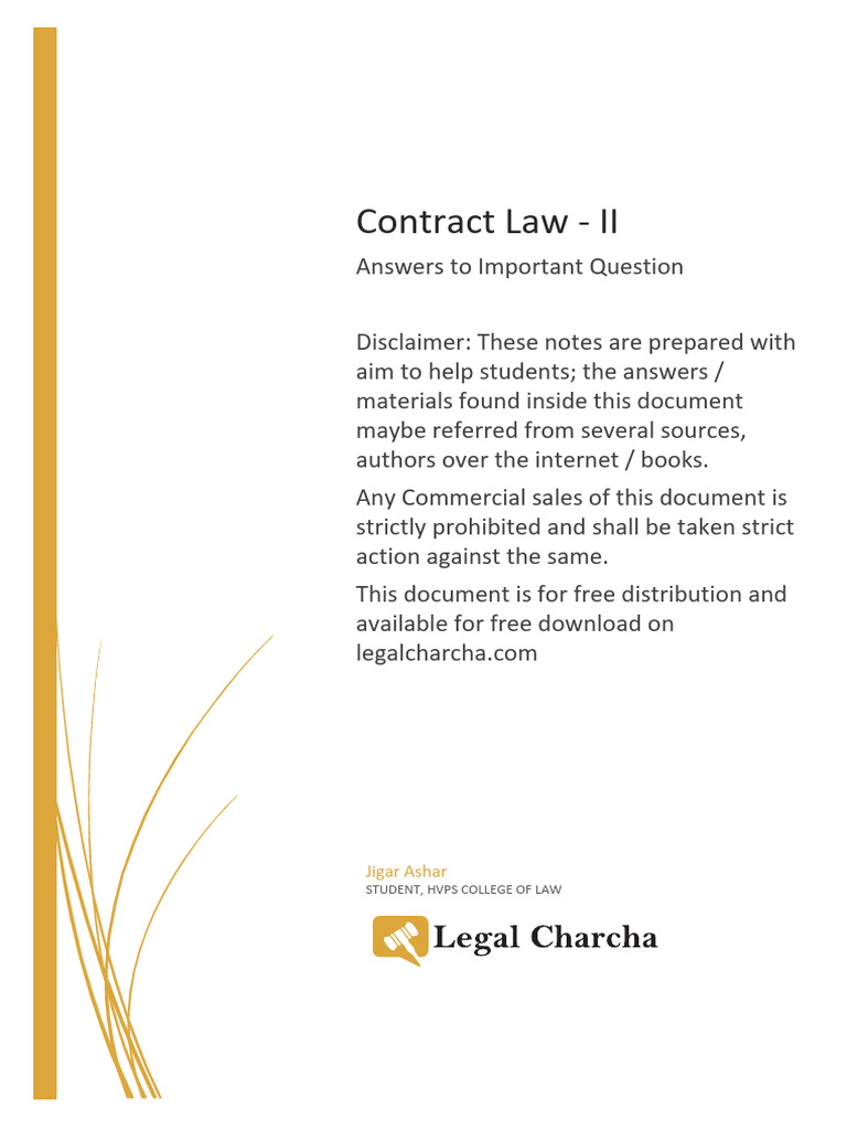 © Legal Charcha - Contract Law - II | PDF