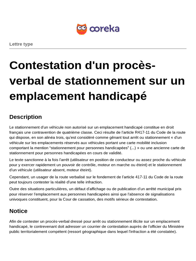 ooreka-contestation-pv-stationnement-emplacement-handicape | PDF