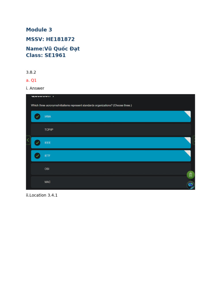 3.8.2 Module Quiz - Protocols and Models | PDF | Science & Mathematics