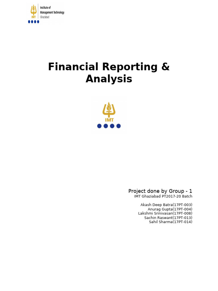 FA Project Synopsis Final | PDF | Debt | Financial Statement Analysis