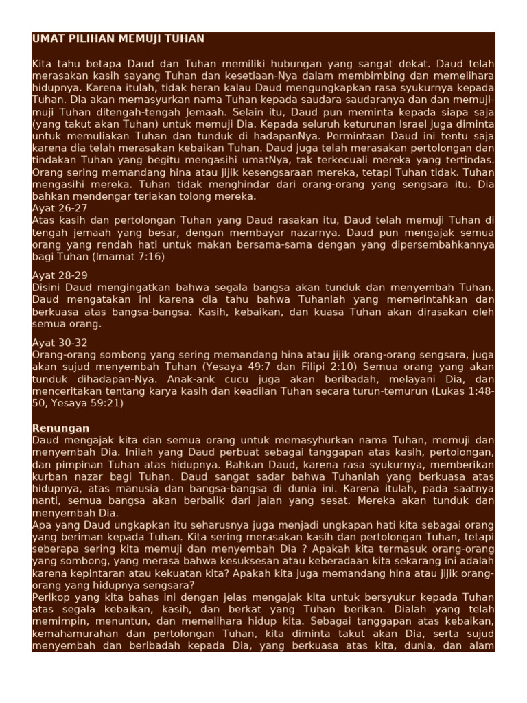 Umat Pilihan Memuji Tuhan | PDF