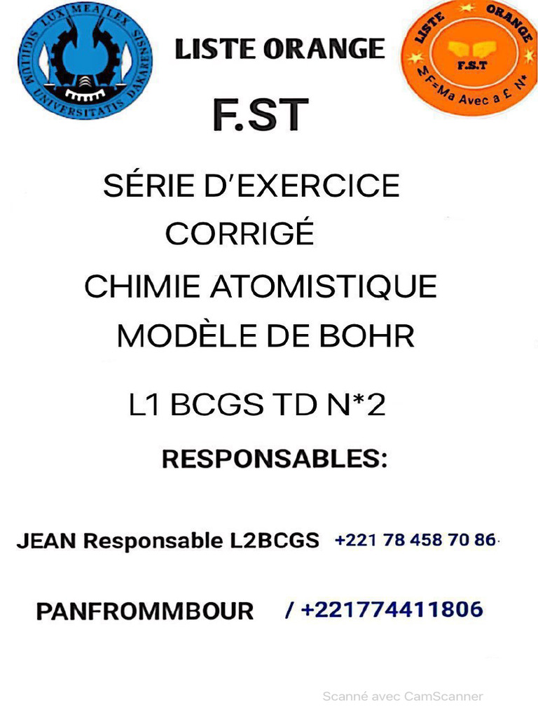 Exercice Corrigé Chimie Atomistique TD 2 | PDF