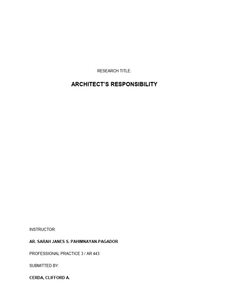 Architect Responsibility | PDF