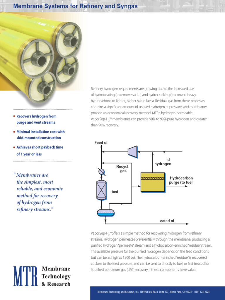 MTR Brochure Hydrogen Purification | PDF