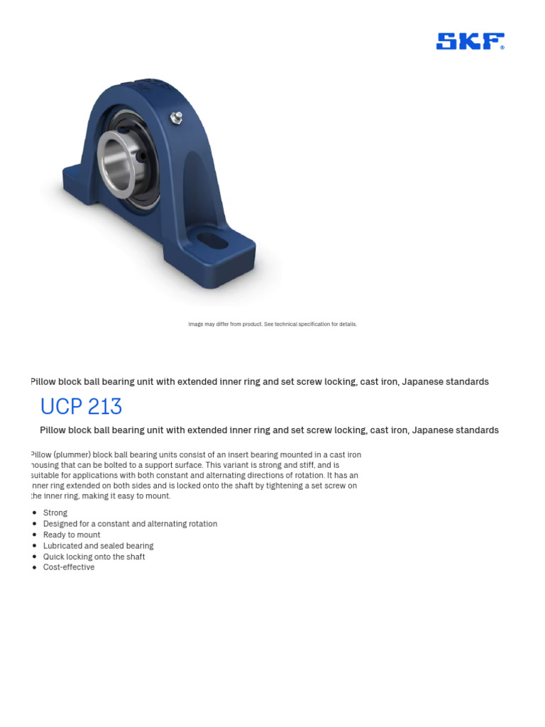 UCP 213 - Ball Bearing Units - SKF | PDF | License | Screw