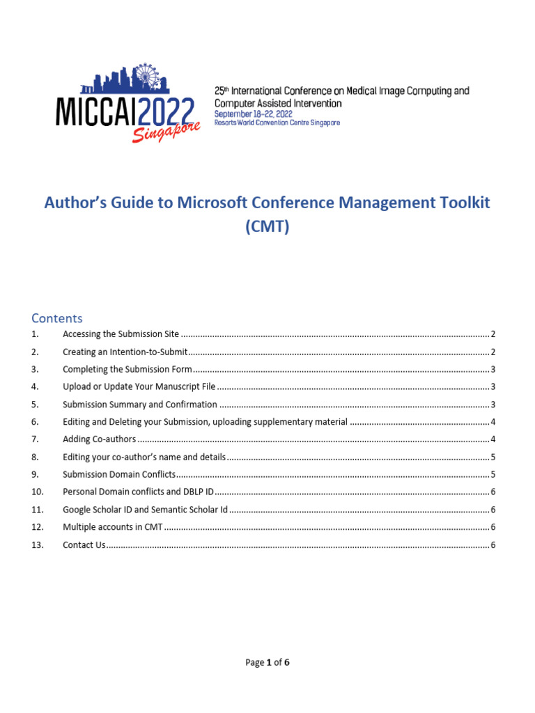 MICCAI2022 AuthorsGuide To Microsoft CMT | PDF
