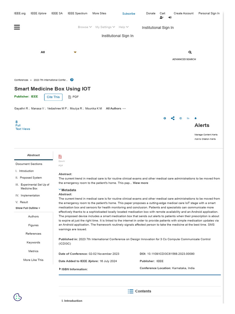 Smart Medicine Box Using IOT - IEEE Conference Publication - IEEE Xplore | PDF