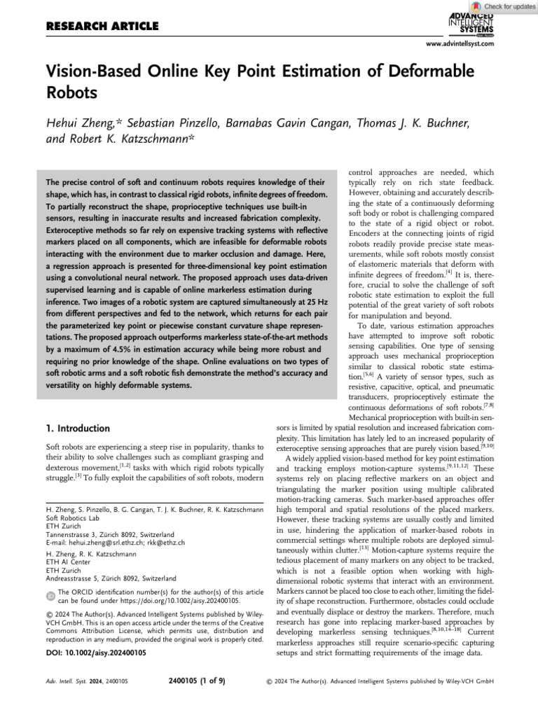 Vision-Based Online Key Point Estimation of Deformable Robots | PDF