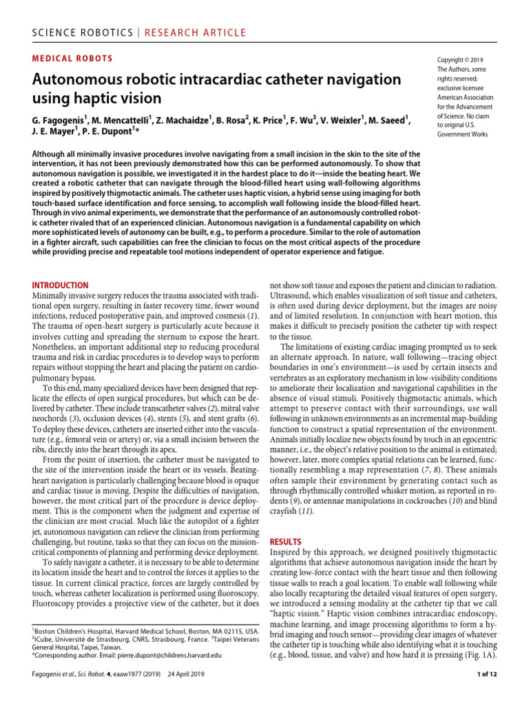 Autonomous Robotic Intracardiac Catheter Navigation Using Haptic Vision ...