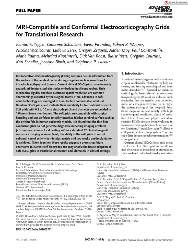 MRI Compatible and Conformal Electrocorticography Grids For ...