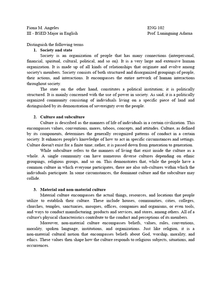ENG 102 Assignment 1 | PDF | Society | Politics