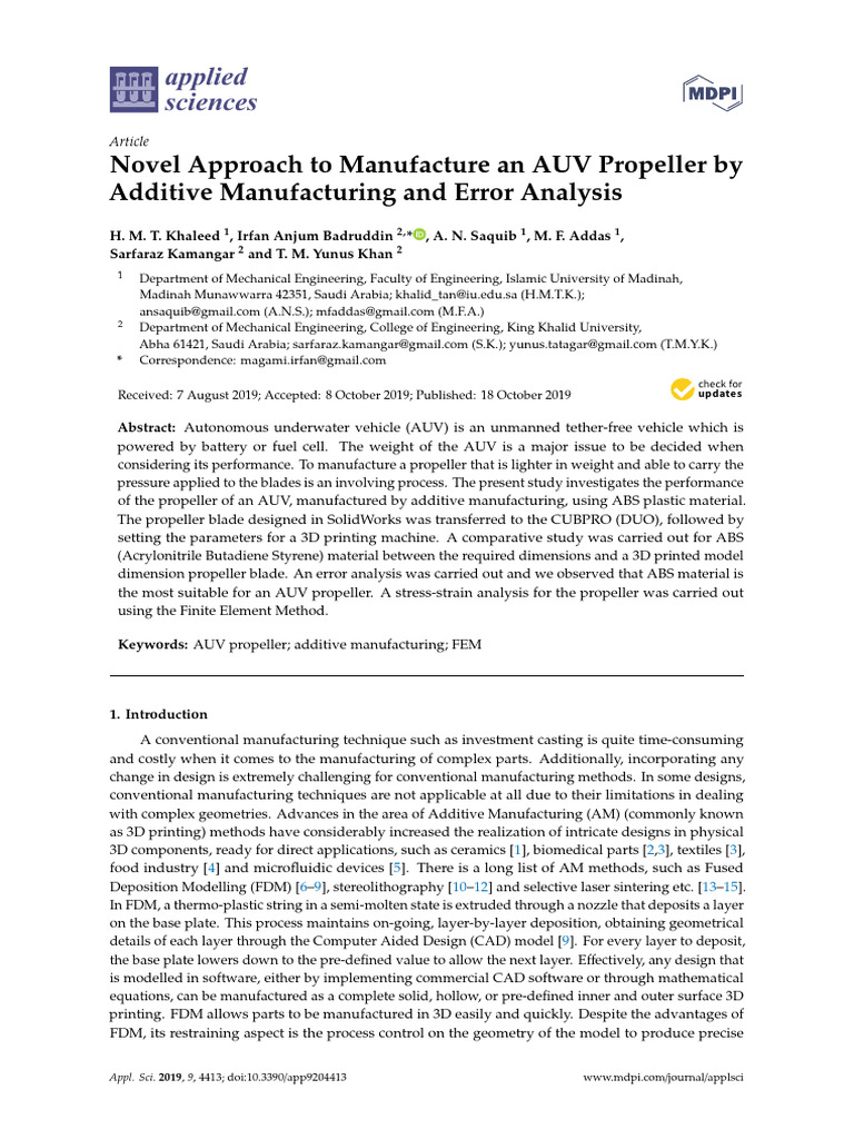 Novel Approach To Manufacture An AUV Propeller by | PDF | Strength Of ...