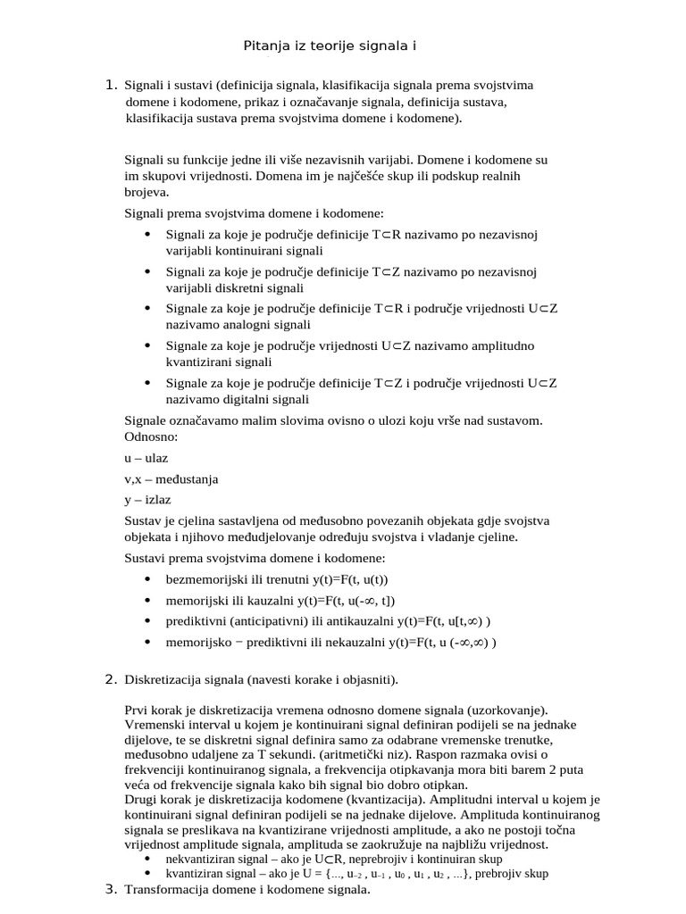 Pitanja Iz Teorije | PDF