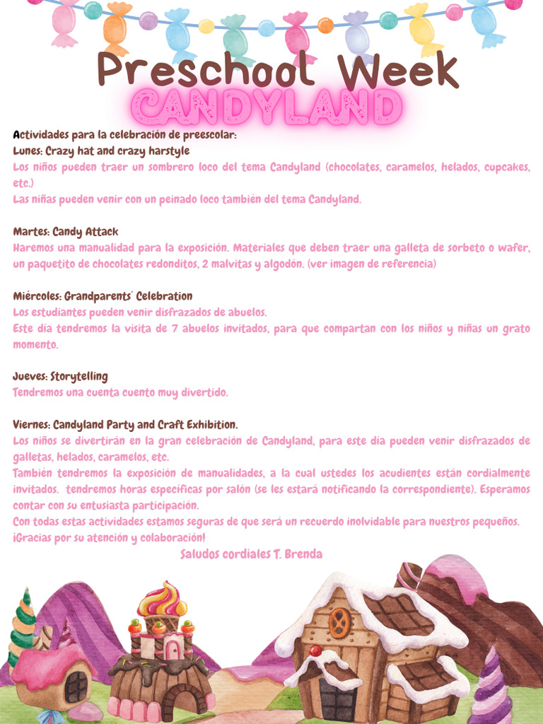 Carta de Actividades Semana de Preescolar | PDF