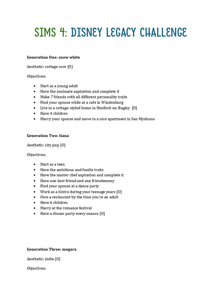 DISNEY Legacy Challenge | PDF