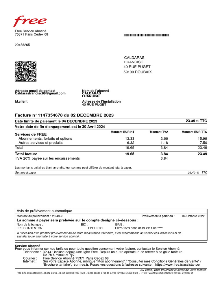 Facture Free 202210 29188265 1147354678 | PDF