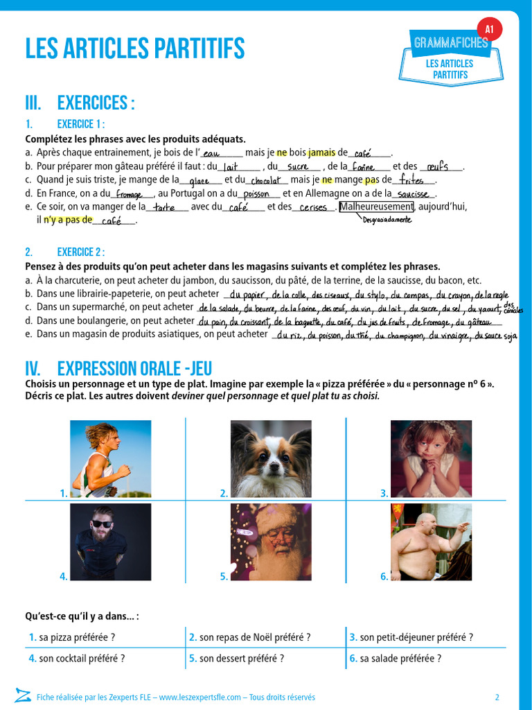 Grammafiche Partitif A1 | PDF
