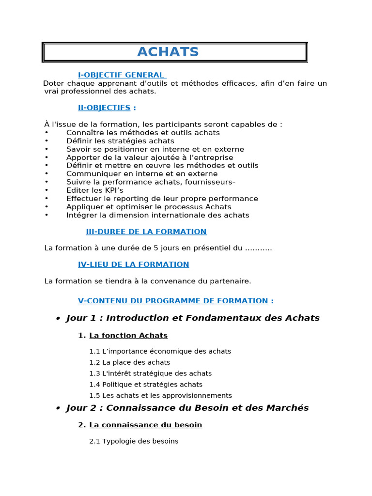 Formation Achat | PDF