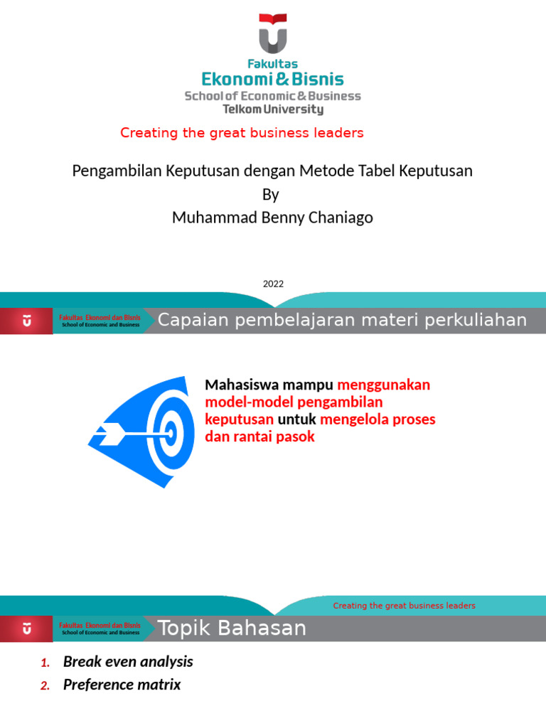 Week10 - Pengambilan Keputusan Metode Tabel | PDF