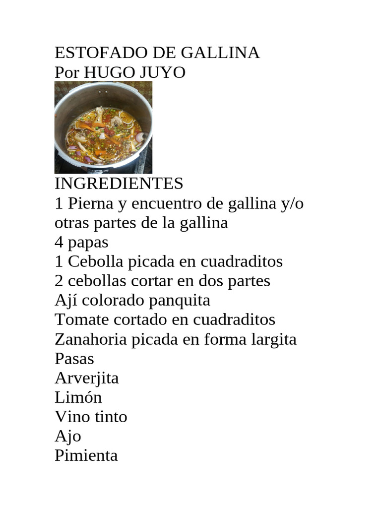 Estofado de Gallina | PDF