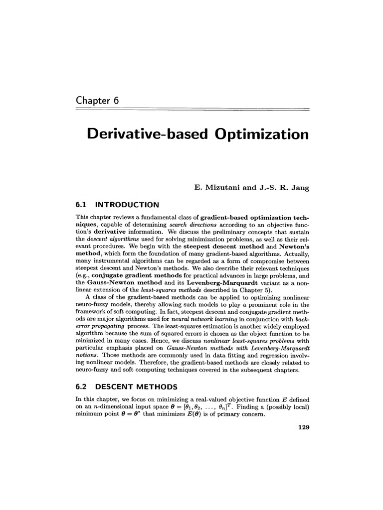 Derivative Based Optimization Pdf