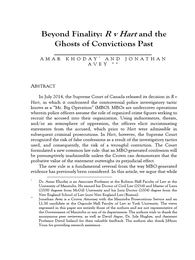 Beyond Finality: R V Hart and The Ghosts of Convictions Past | PDF