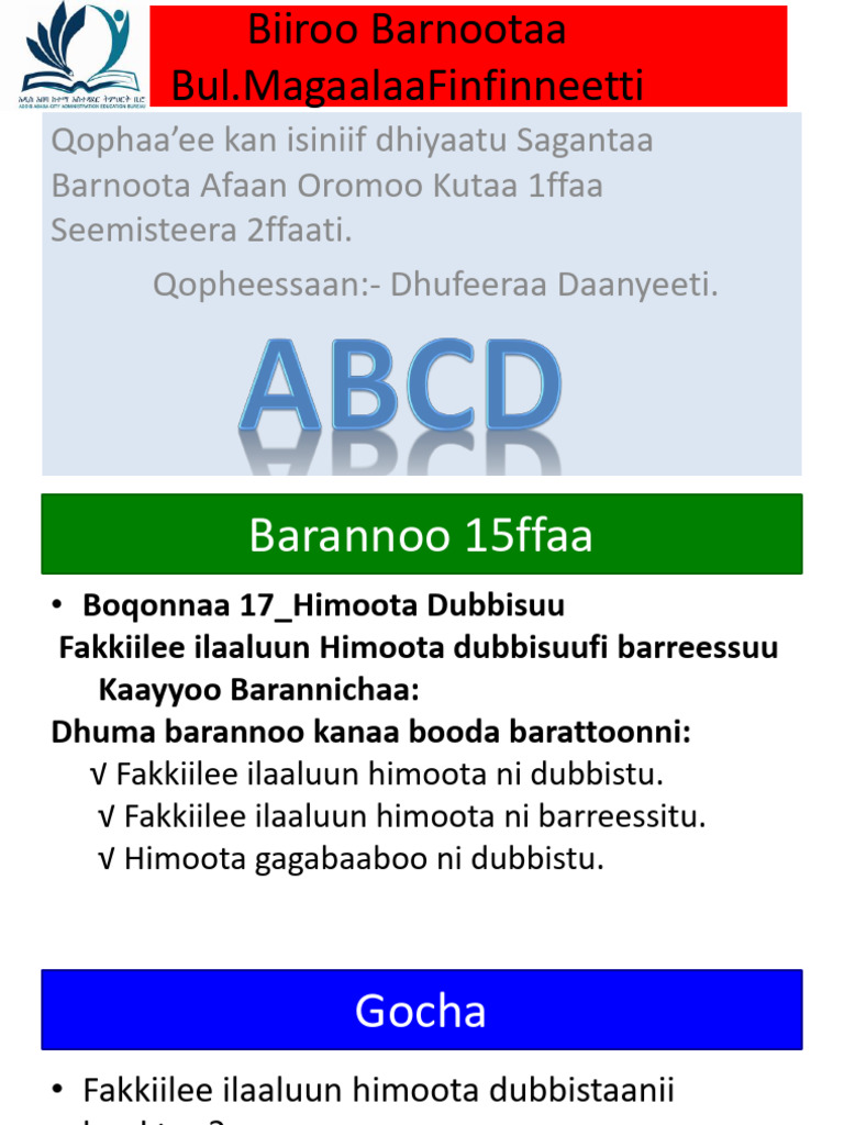 Afaan Oromoo Kutaa 1ffaa ...... | PDF