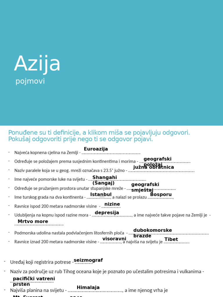 Azija Pojmovi | PDF