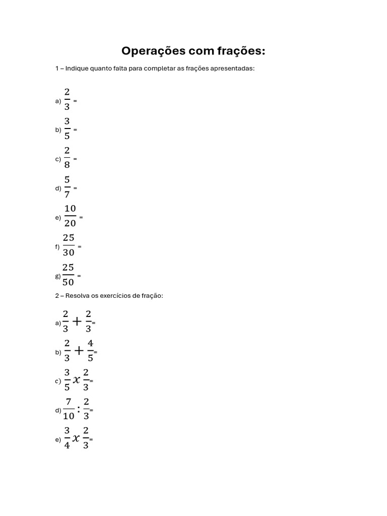 Operações Com Frações (Matemática) | PDF