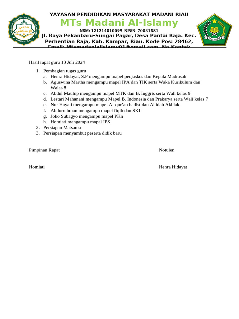 Notulensi Rapat | PDF