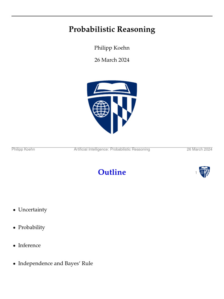 Lecture Probabilistic Reasoning | PDF | Probability | Probability Theory