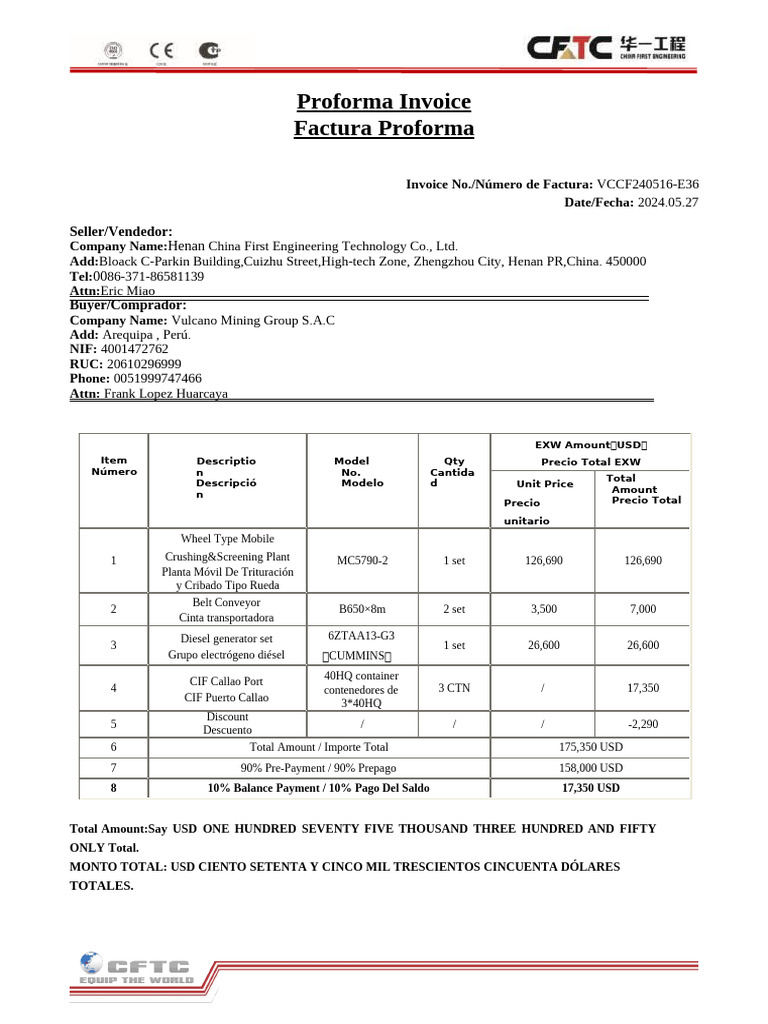 Factura Proforma 20240814-PU | PDF