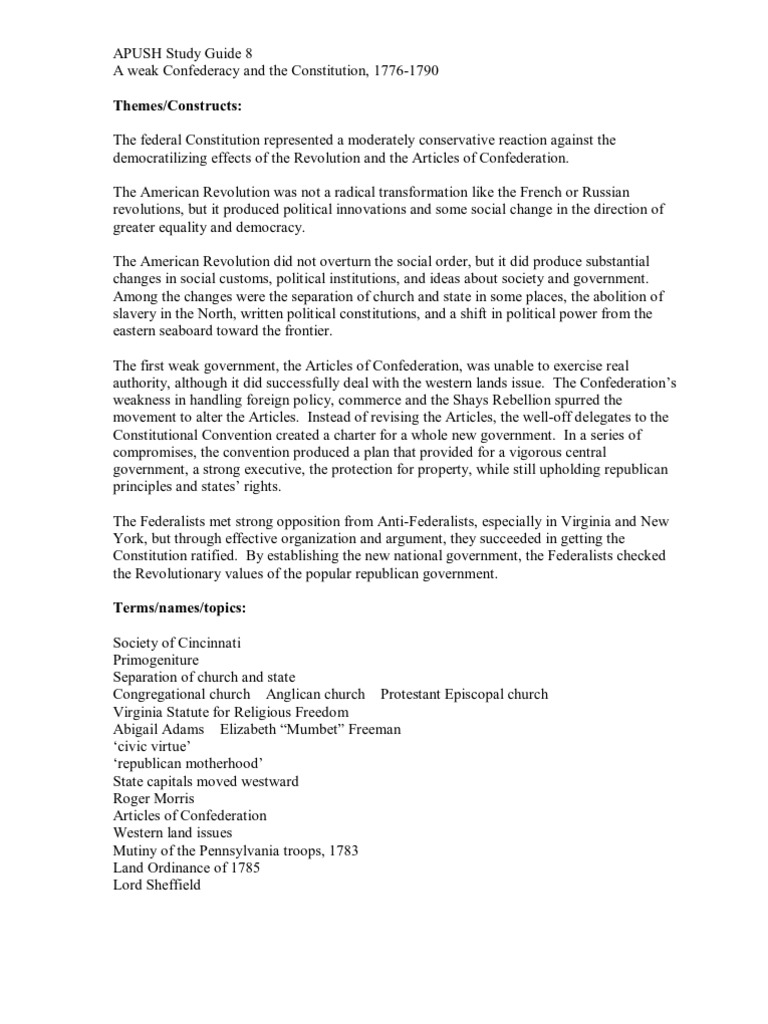 APUSH Study Guide 8-12 | PDF | Thomas Jefferson | Federalist Party
