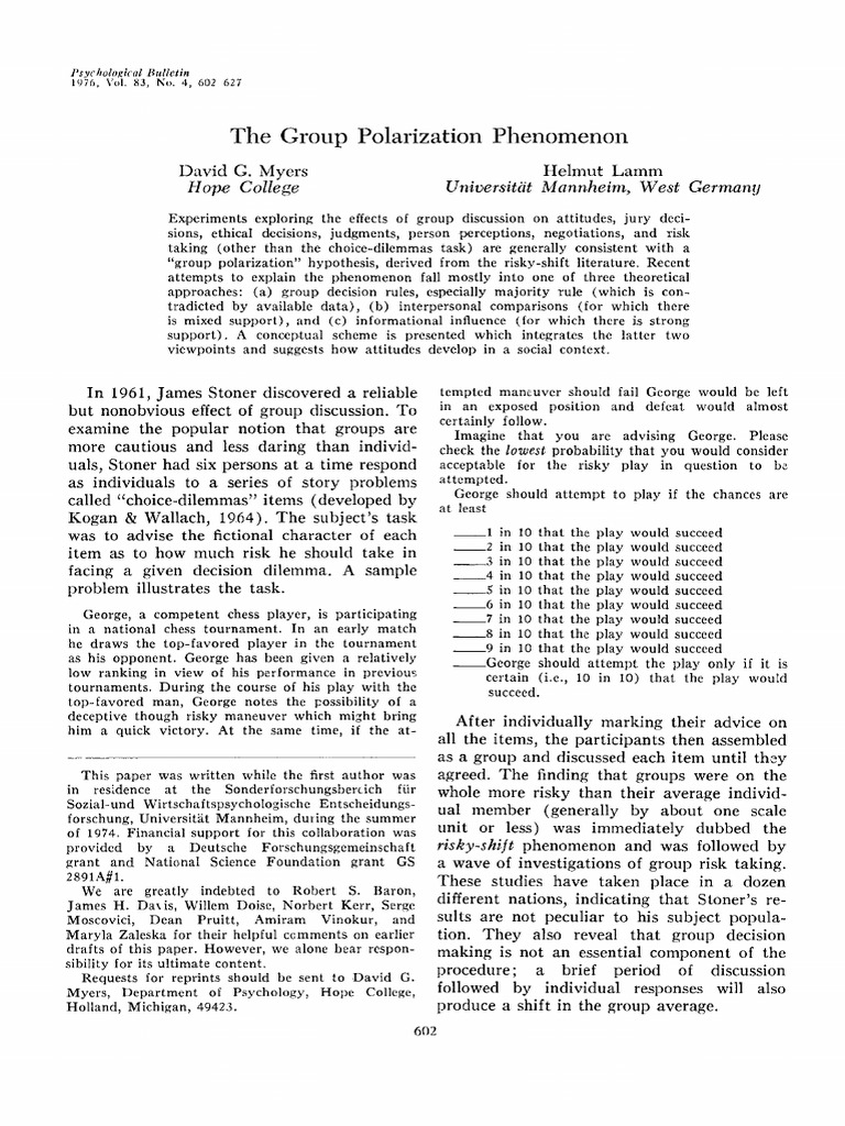 Group Polarization Phenomenon | PDF | Social Psychology | Cognition
