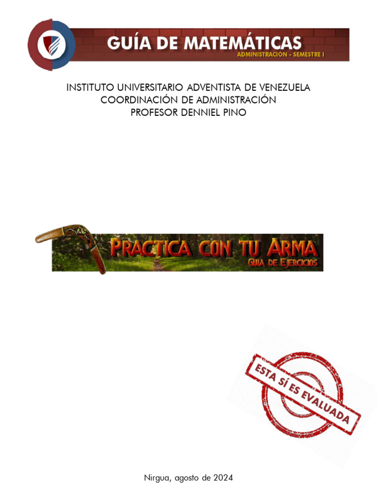 Matemáticas - Guía Evaluada Del 1er Corte | PDF