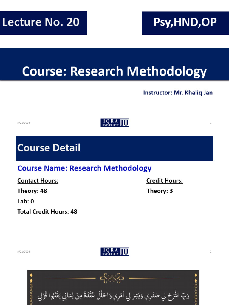Research Methodology Lecture 20 Pdf