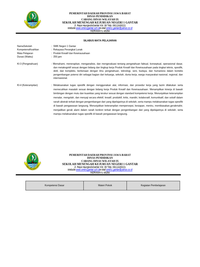 SILABUS PKK 3 Baru | PDF