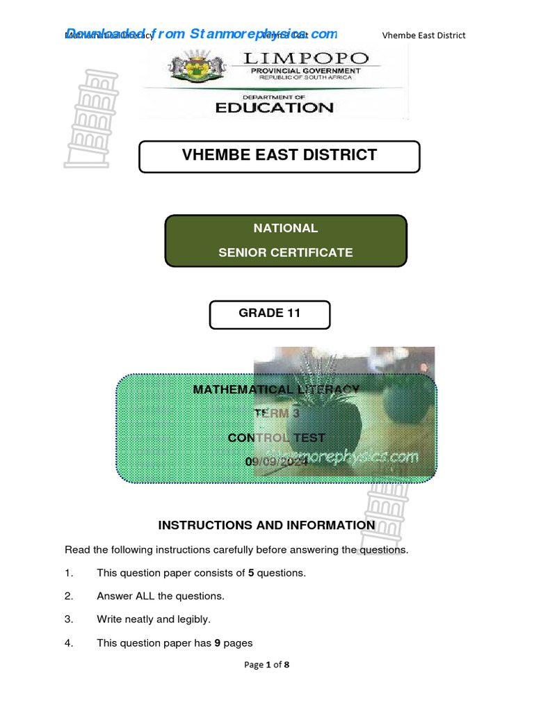 LP Maths Literacy Grade 11 September 2024 QP and Memo | PDF