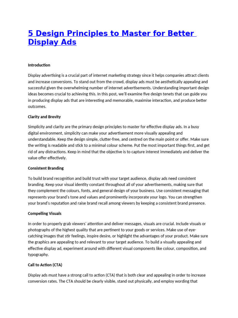 5 Design Principles To Master For Better Display Ads | PDF