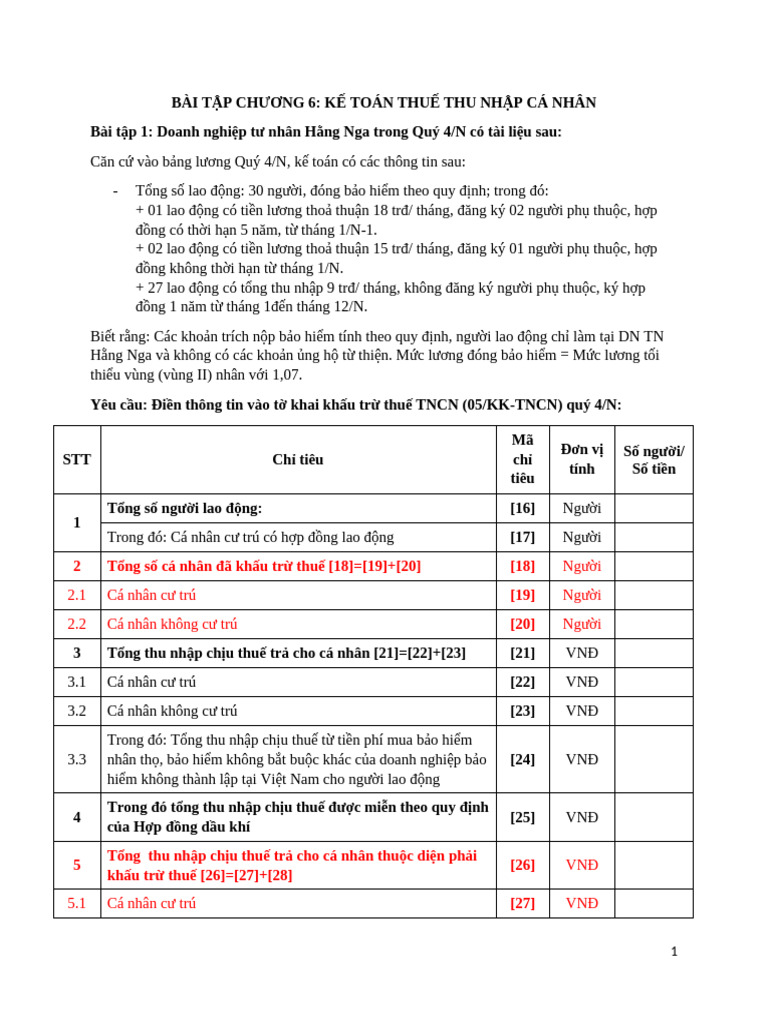 C6.BT Ke Toan Thue TNCN | PDF