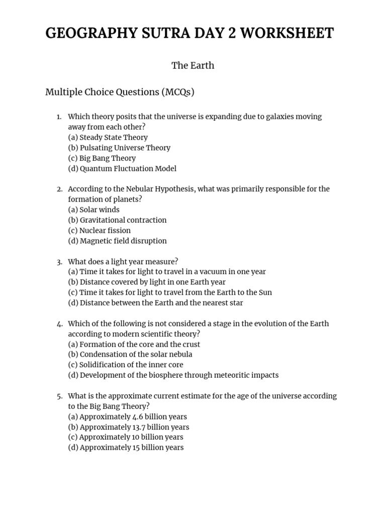 Geography Sutra Day 2 Worksheet | PDF
