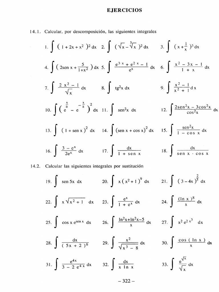 Ejercicios de Cálculo de Integrales | PDF