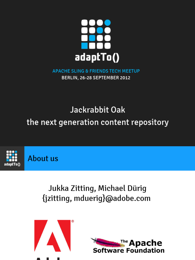 Adaptto2012 Apache Jackrabbit Oak Jukka Zitting Michael Duerig | PDF
