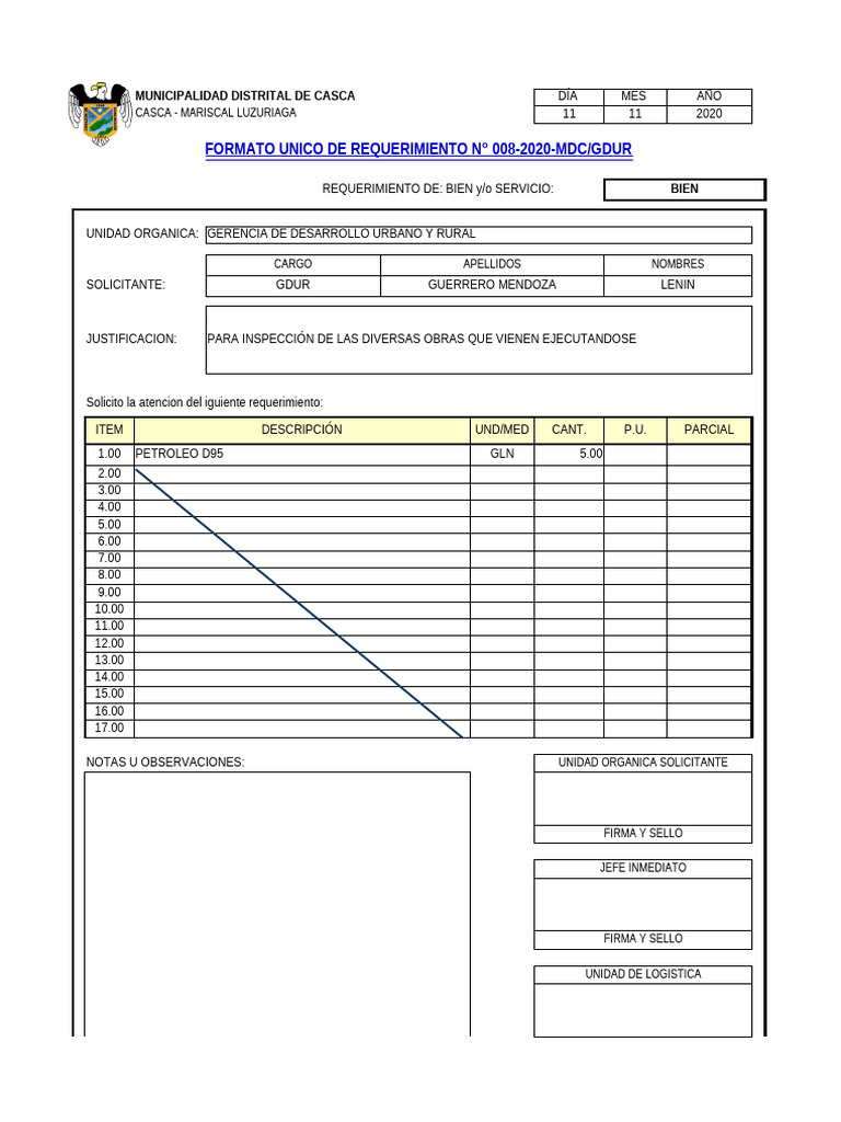 008-2020 Requerimiento de Combustible | PDF