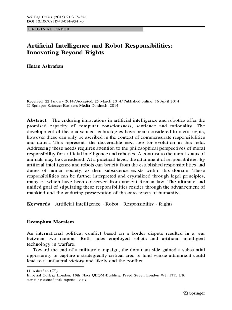 AI and Robot Responsibilities | PDF
