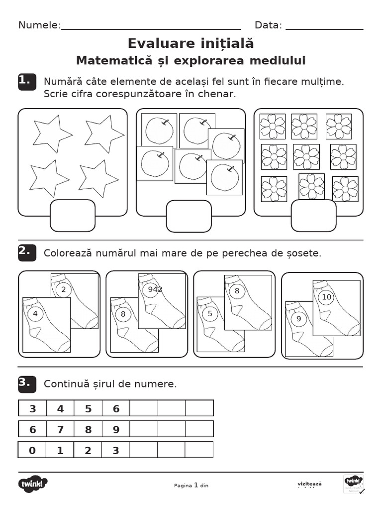 Evaluare Initiala Clasa I MEM | PDF